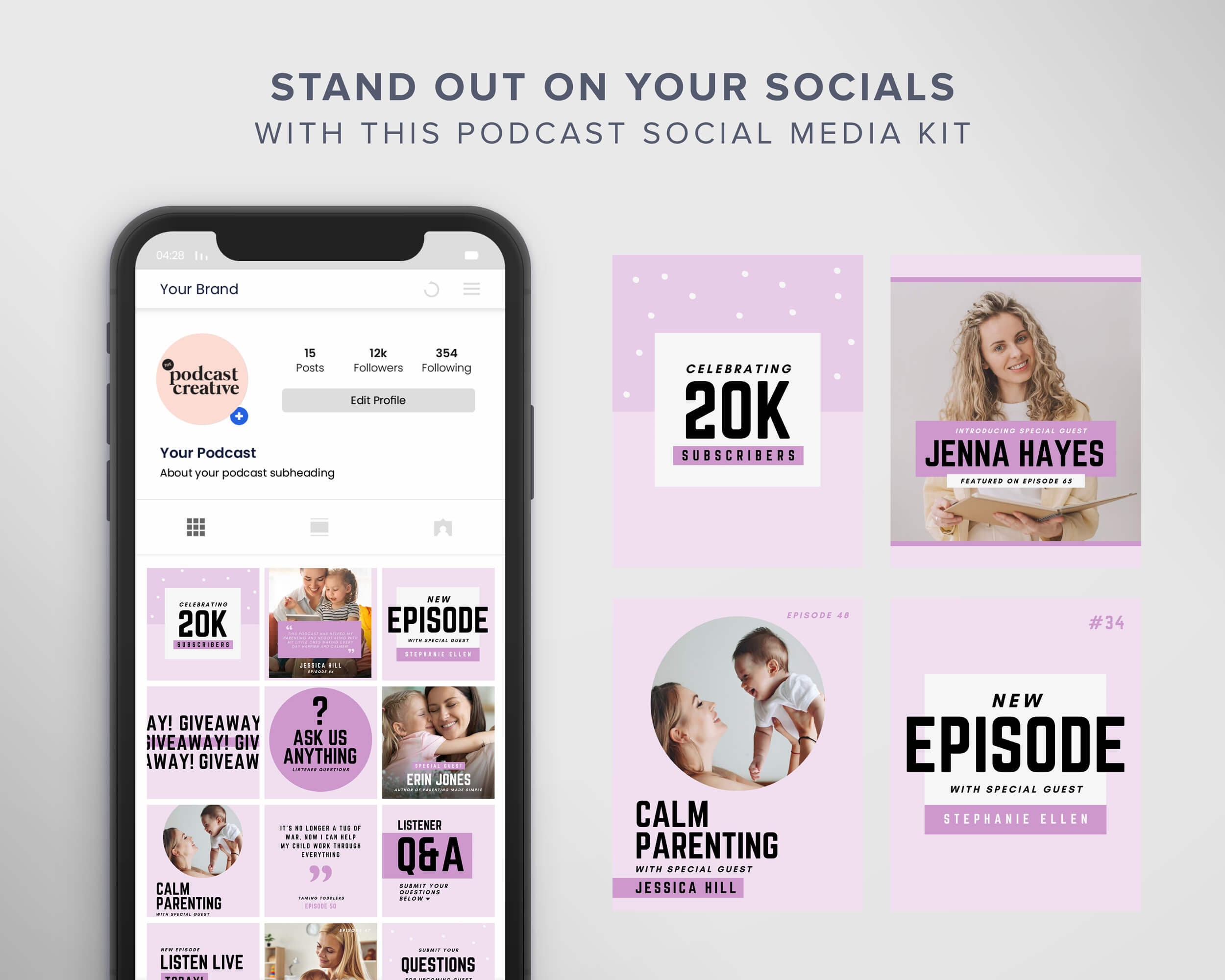 Podcast Social Media Templates | Podcast Instagram Post Story Stories ...
