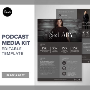 Podcast Media Kit Template | 2 Page Editable Media Kit | Canva Media ...