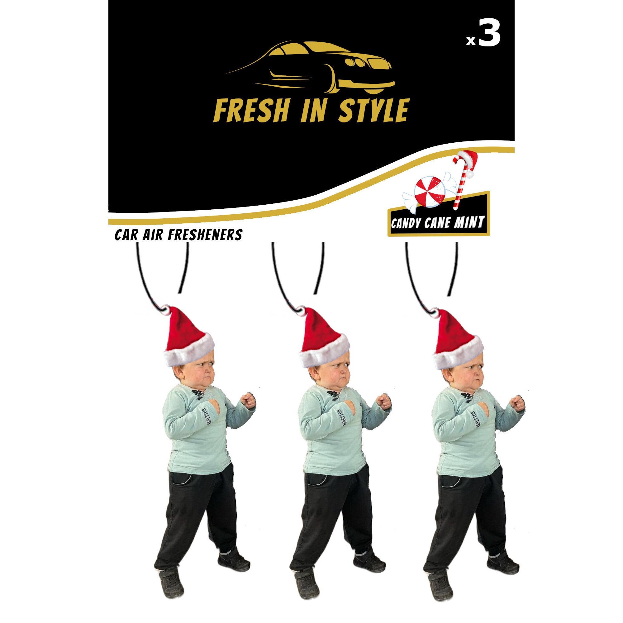 Car Air Fresheners, Funny Joyful Meme Gift. 3 Pack, Candy Cane Mint ...