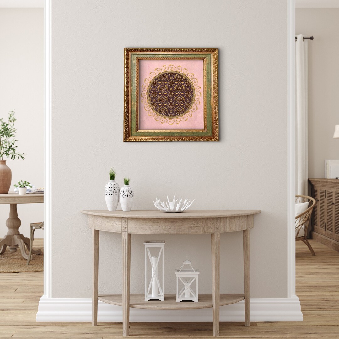 Turkish Ottoman Wall Art, Vintage Floral Framed Painting for Living ...