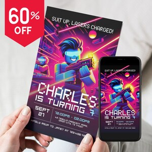 Roblox Laser Tag Birthday Invitation, Roblox Invite, Roblox Birthday ...