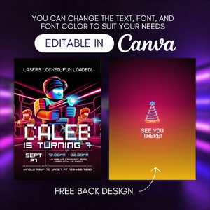 Roblox Laser Tag Birthday Invitation, Roblox Invite, Roblox Birthday ...