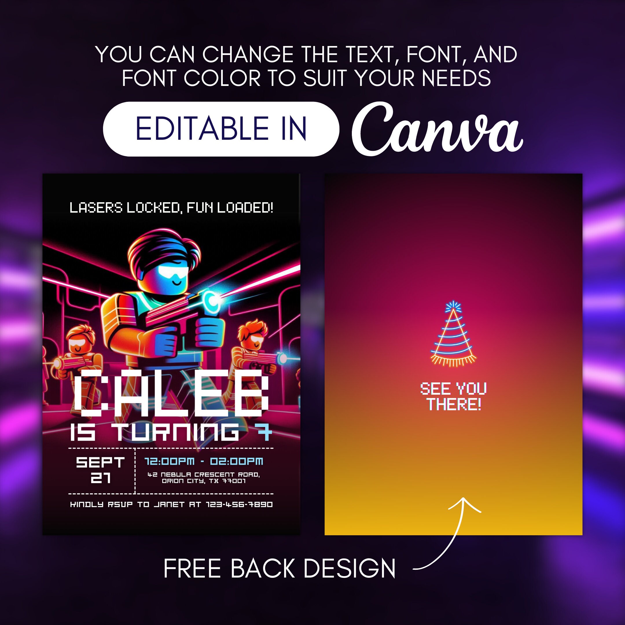 Roblox Laser Tag Birthday Invitation, Roblox Invite, Roblox Birthday ...