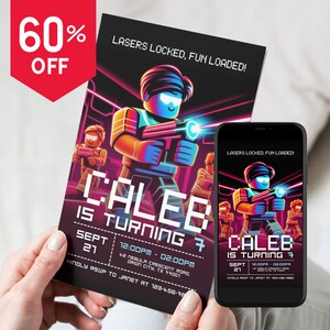 Roblox Laser Tag Birthday Invitation, Roblox Invite, Roblox Birthday ...