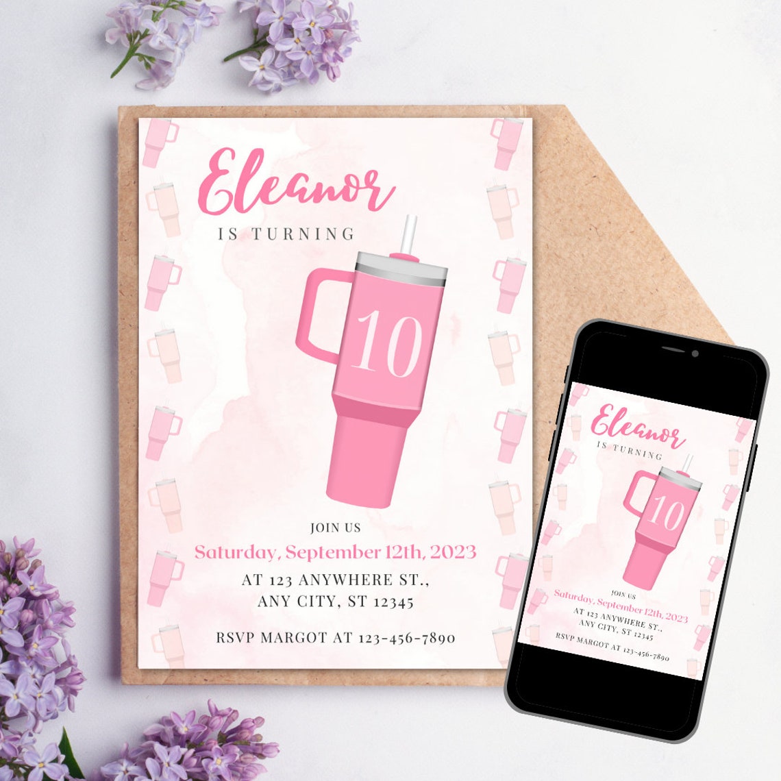 Stanley Cup Birthday Invitation Water Cup Stanley Party Invitation ...