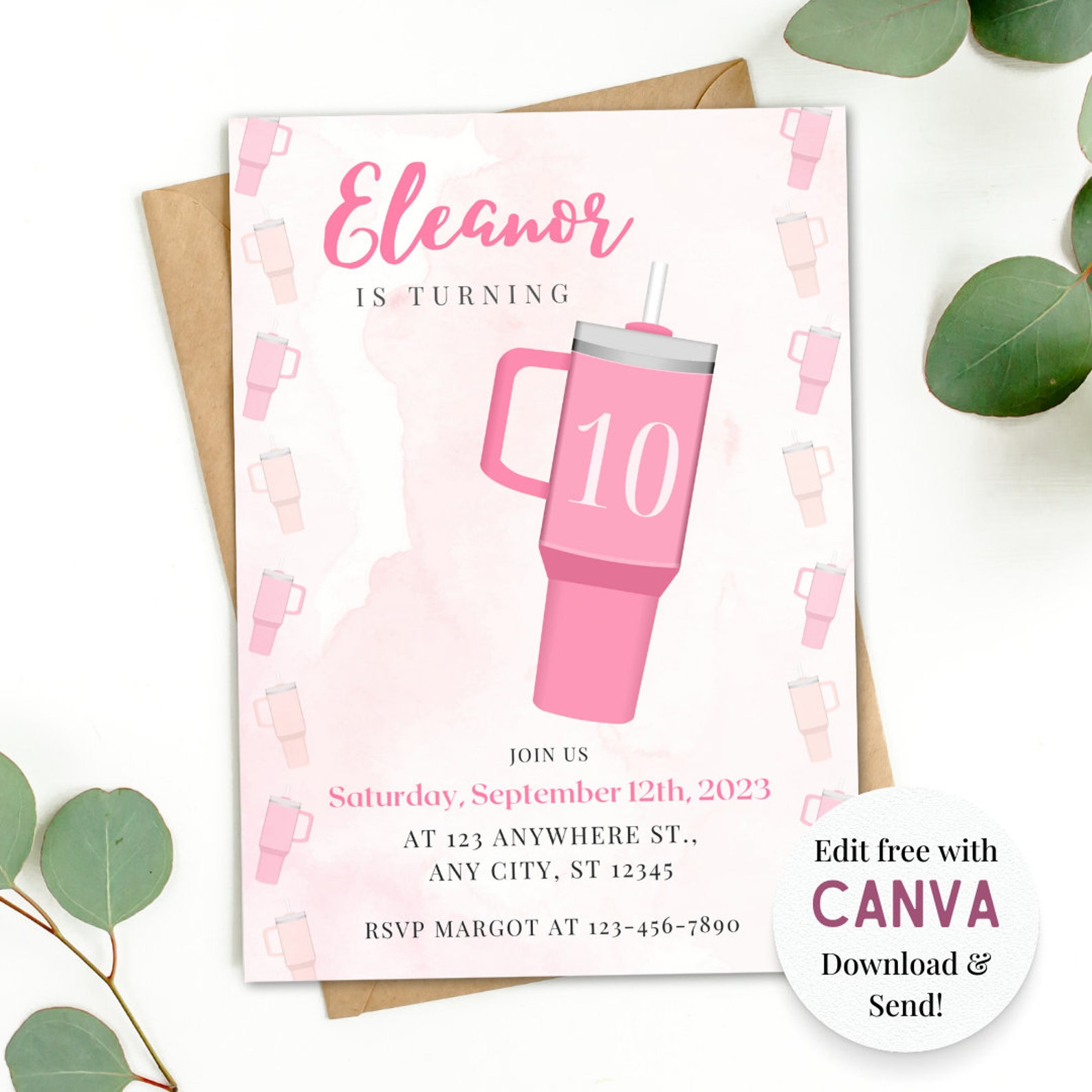 Stanley Cup Birthday Invitation Water Cup Stanley Party Invitation ...