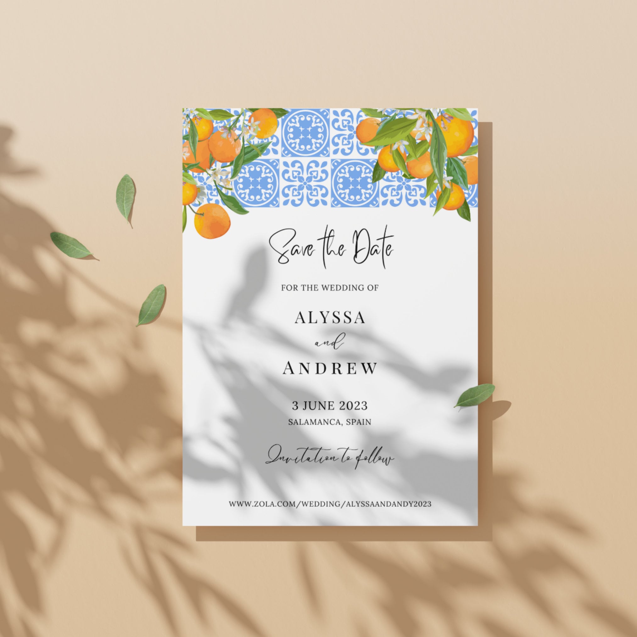 Save the Date Spanish Style Invitation Spanish Oranges Themed Invite ...