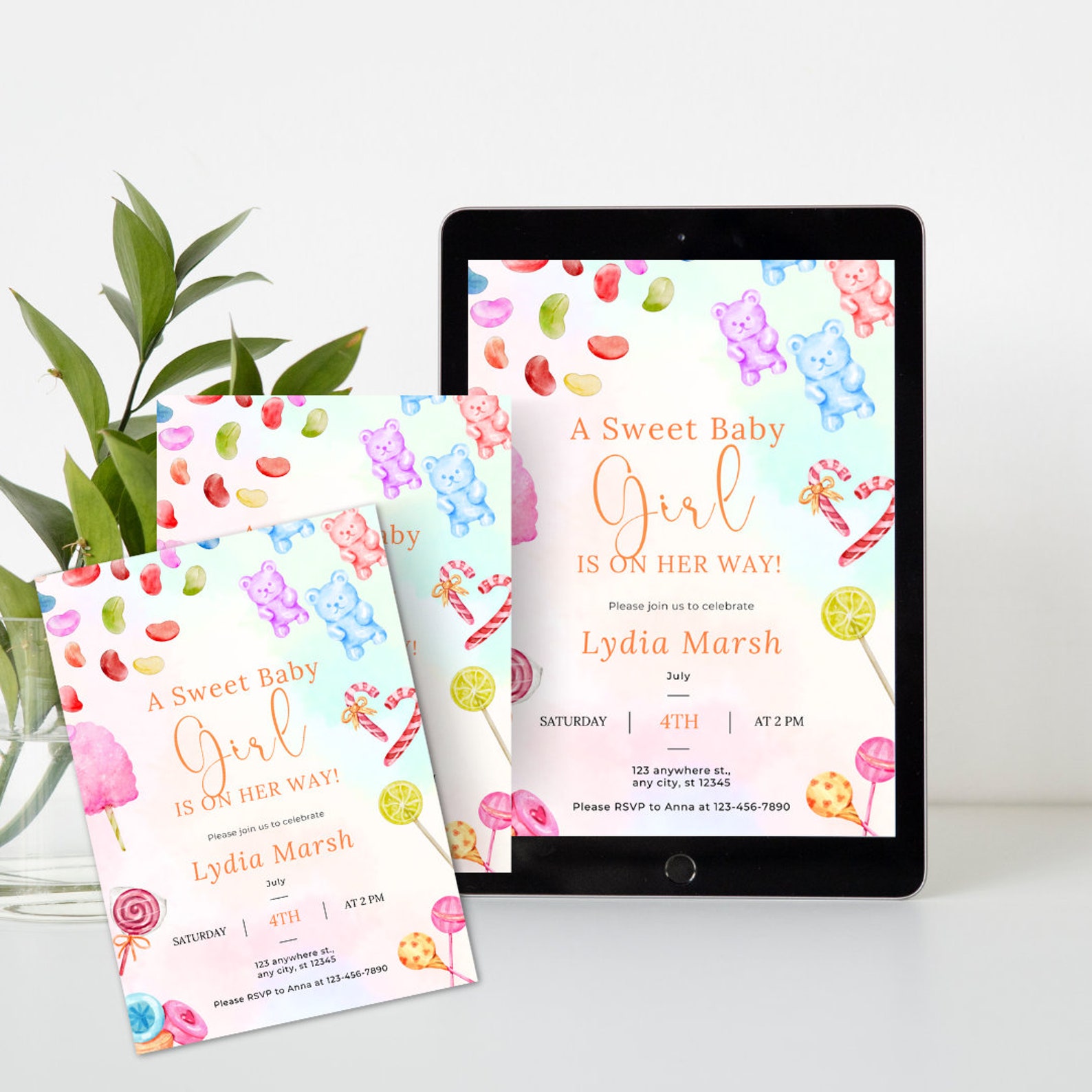 Candy Theme Baby Shower, Invite, Sweet Candyland Sprinkle Baby Shower ...