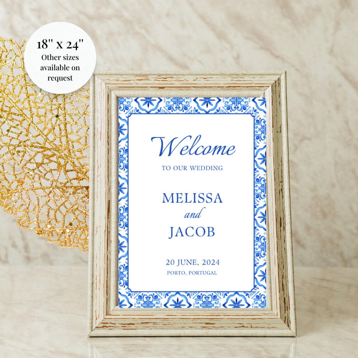Spain Wedding Welcome Sign Portugal Wedding Talavera Tile Invite ...