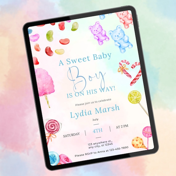 Cotton Candy Baby Shower Invitations Baby Shower Invitations Candy