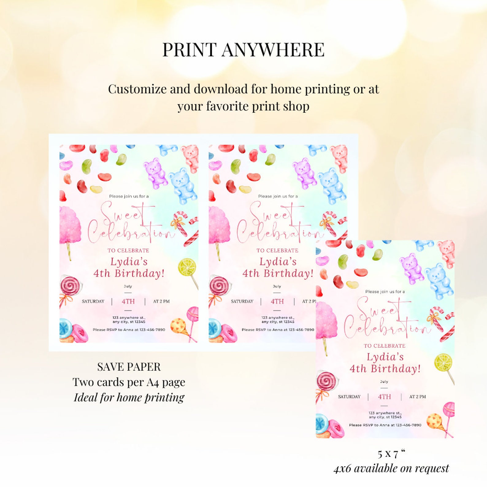 Candyland Birthday Theme Invite Candy Sweets Invite Phone Sweets Evite ...