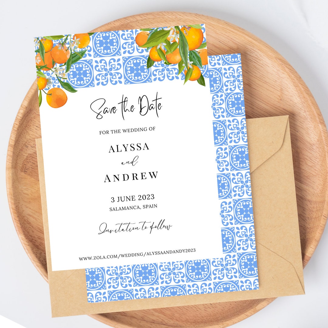Save the Date Spanish Style Invitation Spanish Oranges Themed Invite ...