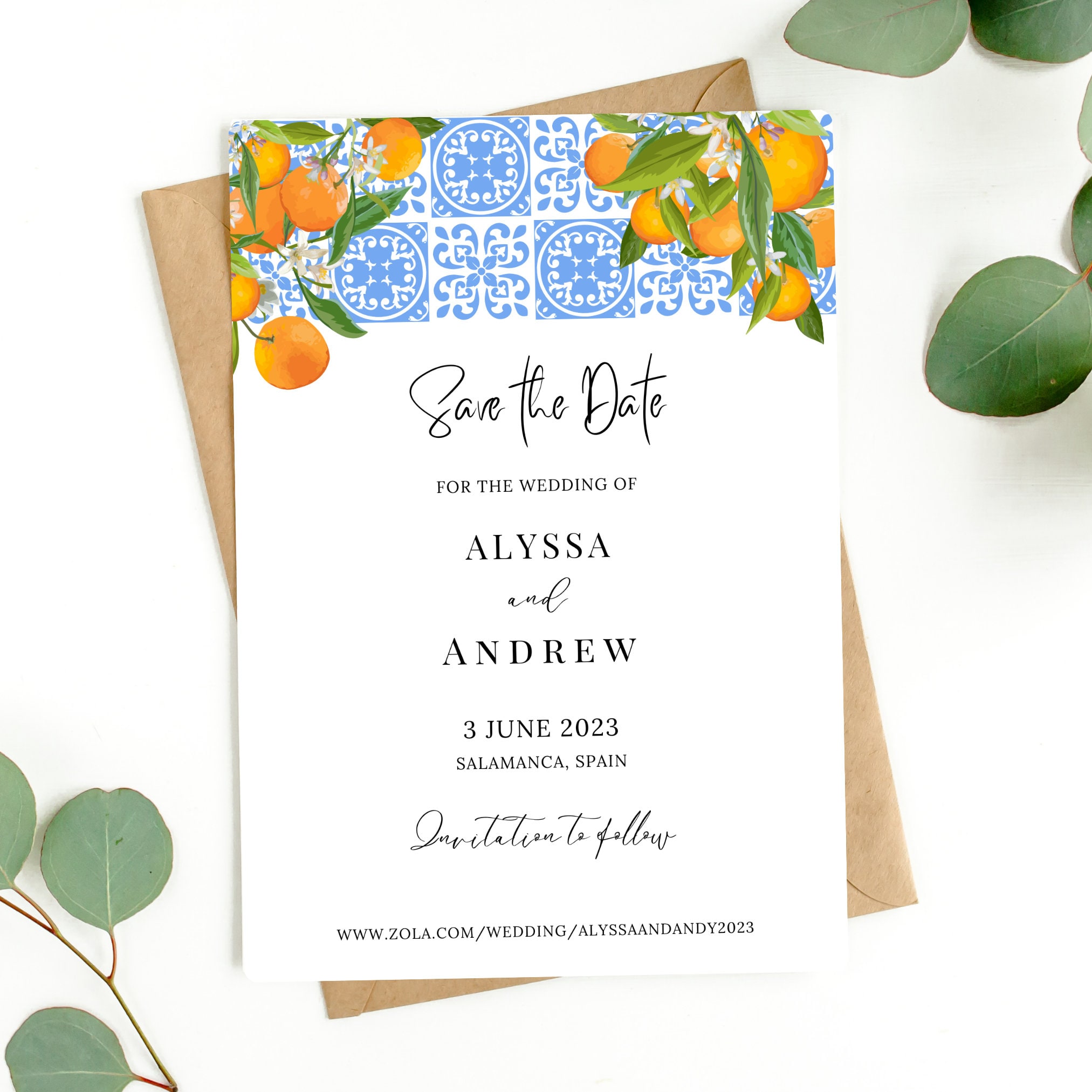 Save the Date Spanish Style Invitation Spanish Oranges Themed Invite ...
