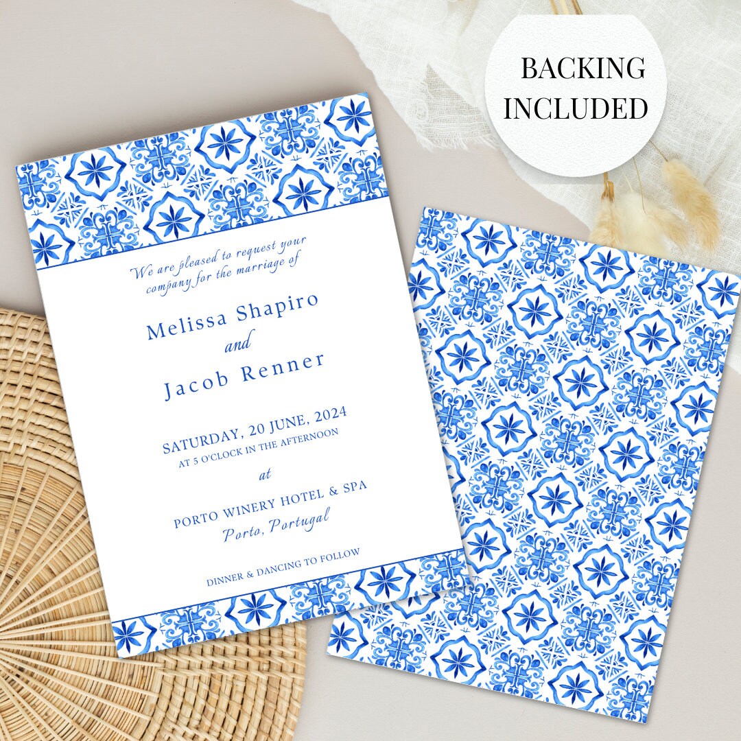 Spain Wedding Invitation Portugal Wedding Talavera Tile Invite Azulejos ...