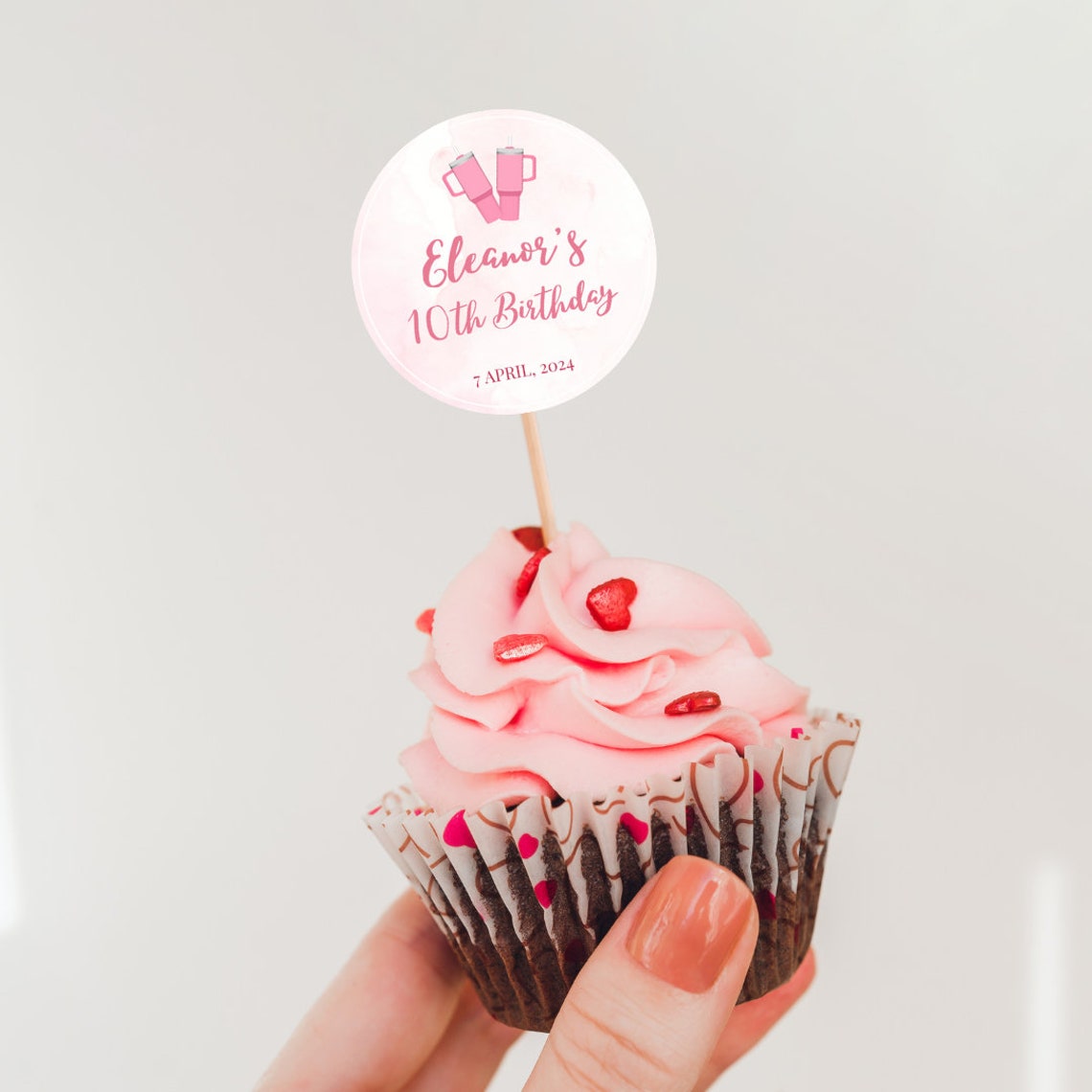 Stanley Cup Cupcake Topper Template Birthday Party Favor Tag Water Cup ...