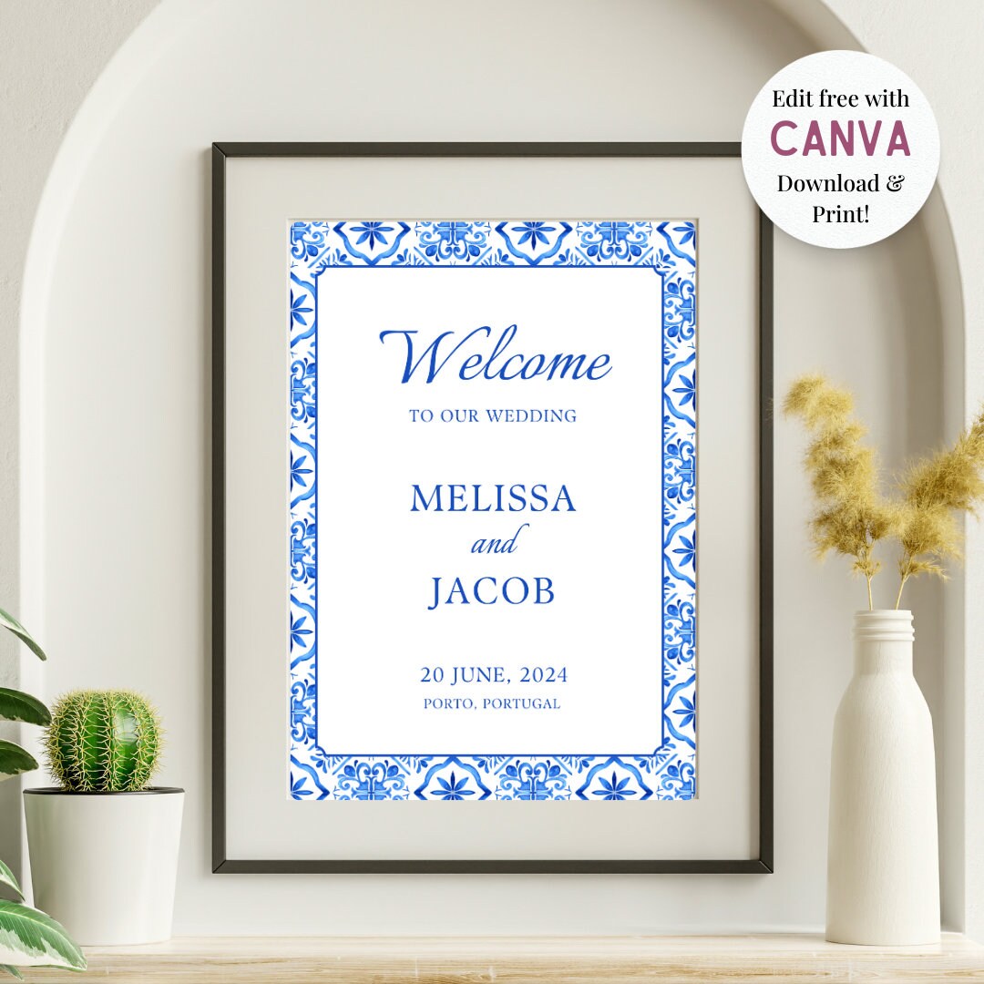 Spain Wedding Welcome Sign Portugal Wedding Talavera Tile Invite ...