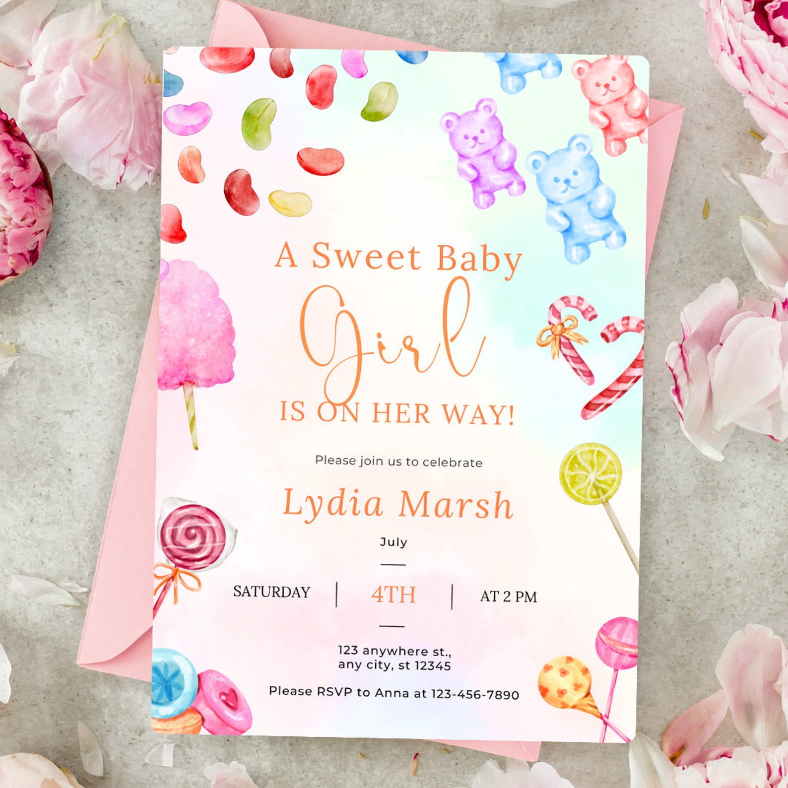 Candy Theme Baby Shower, Invite, Sweet Candyland Sprinkle Baby Shower ...