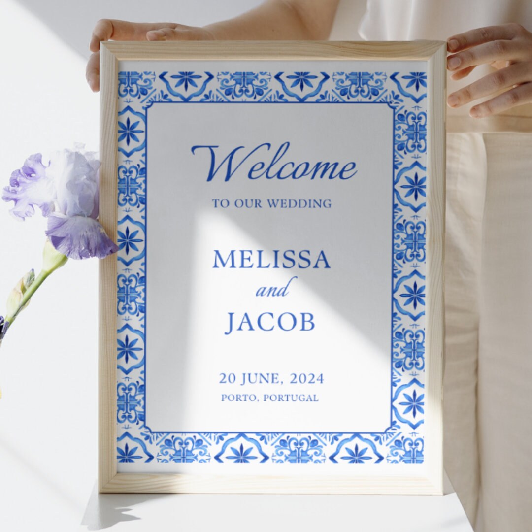 Spain Wedding Welcome Sign Portugal Wedding Talavera Tile Invite ...