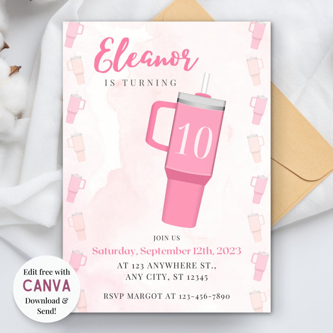Stanley Cup Birthday Invitation Water Cup Stanley Party Invitation ...