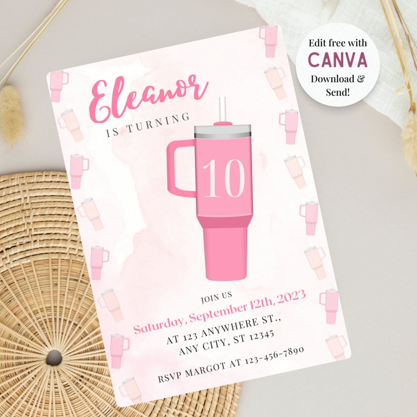 Stanley Cup Birthday Invitation Water Cup Stanley Party Invitation ...