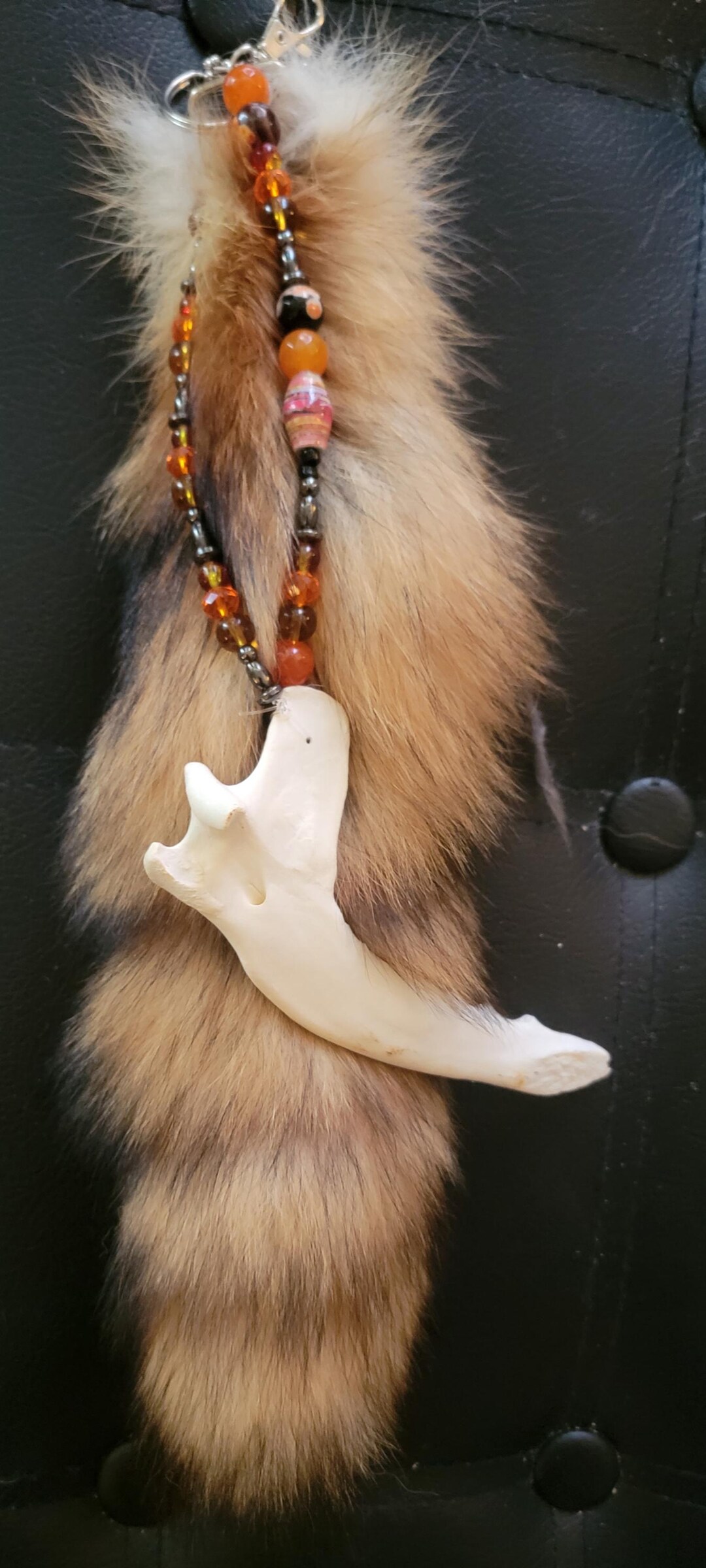 Beaded Orange Themed Wild Red Fox Tail Keychain - Etsy