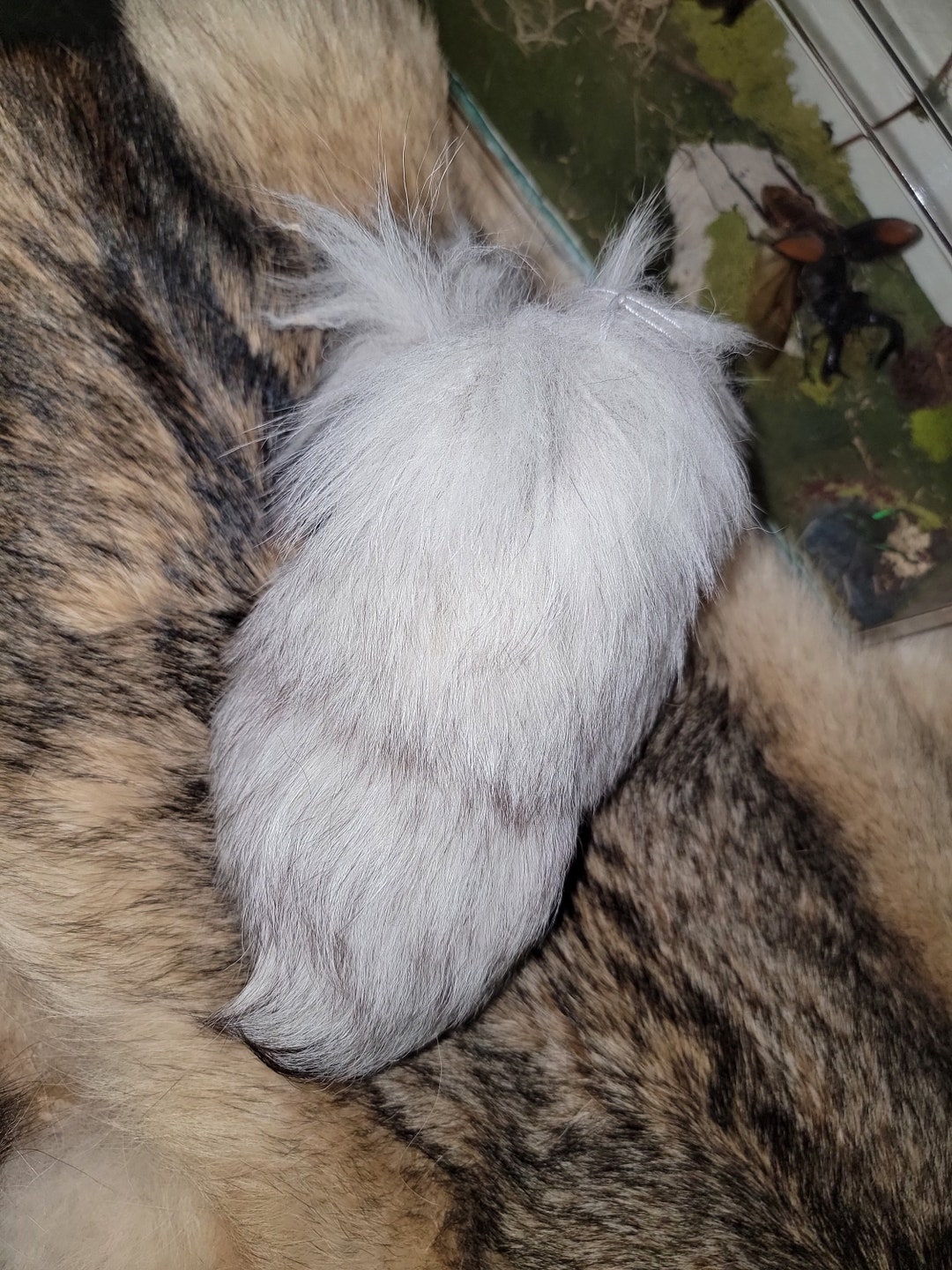 Blue Fox Puff Tail Keychain - Etsy