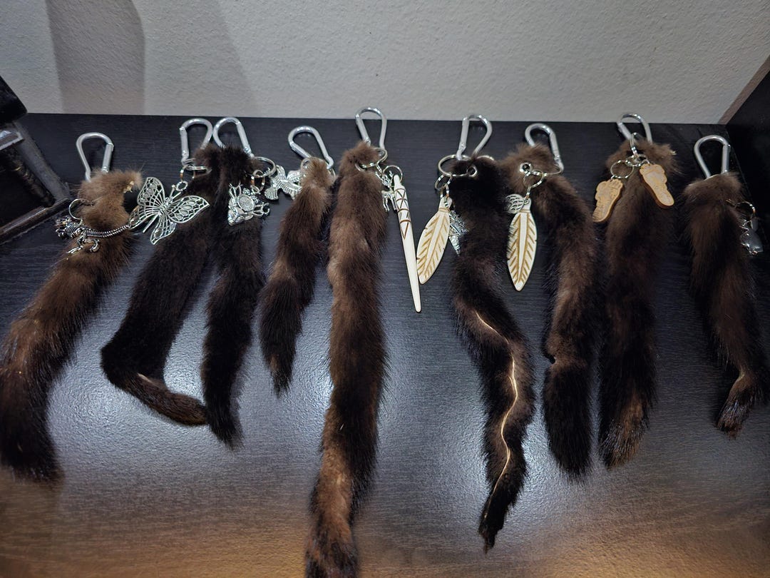 Dark Brown Mink Tail Keychains With Charms - Etsy