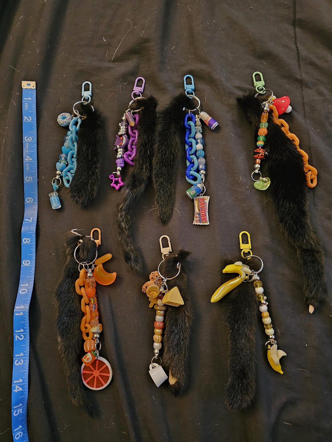 Food & Hobby Themed Mink Tail Keychains - Etsy