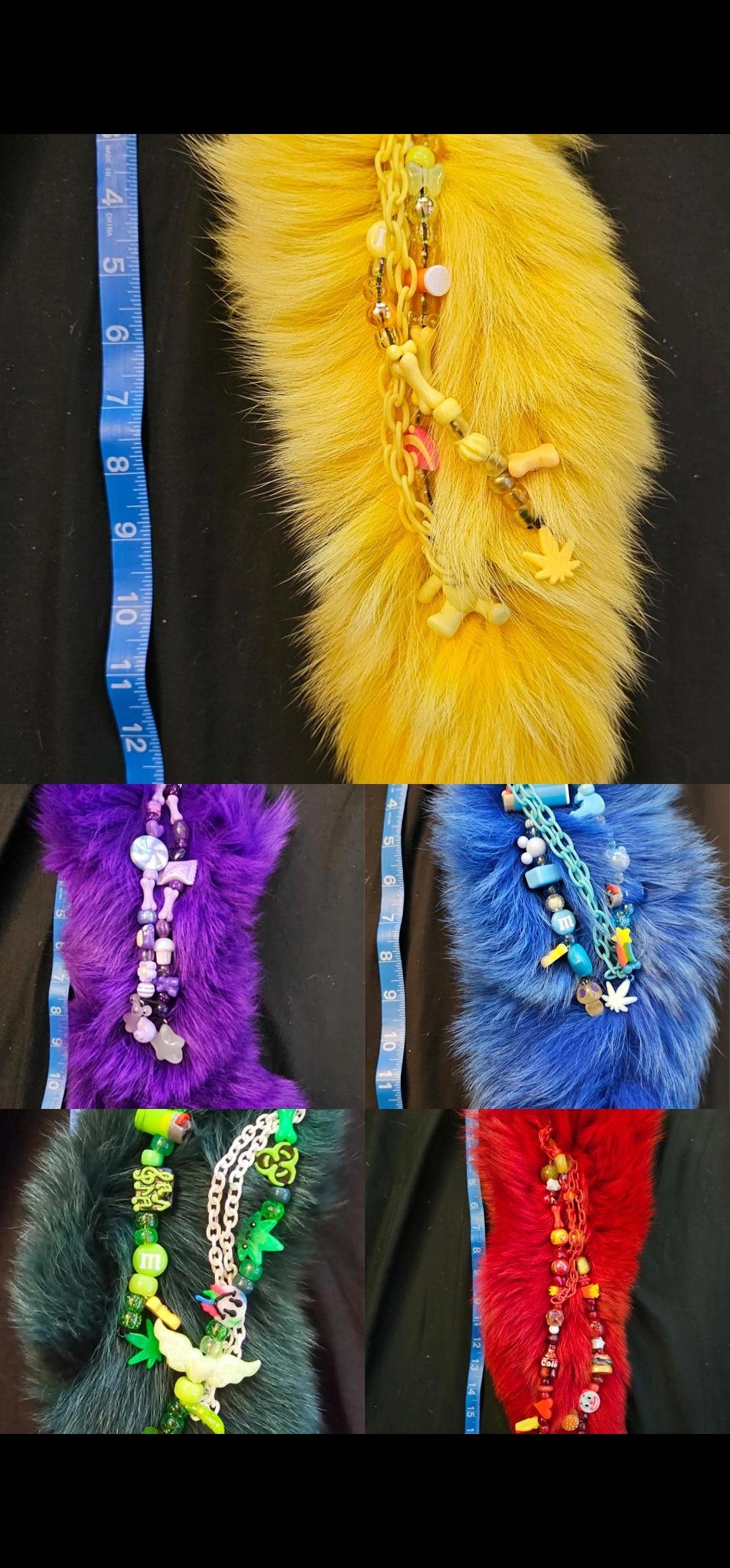 Themed Dyed Fox Tail Keychains - Etsy