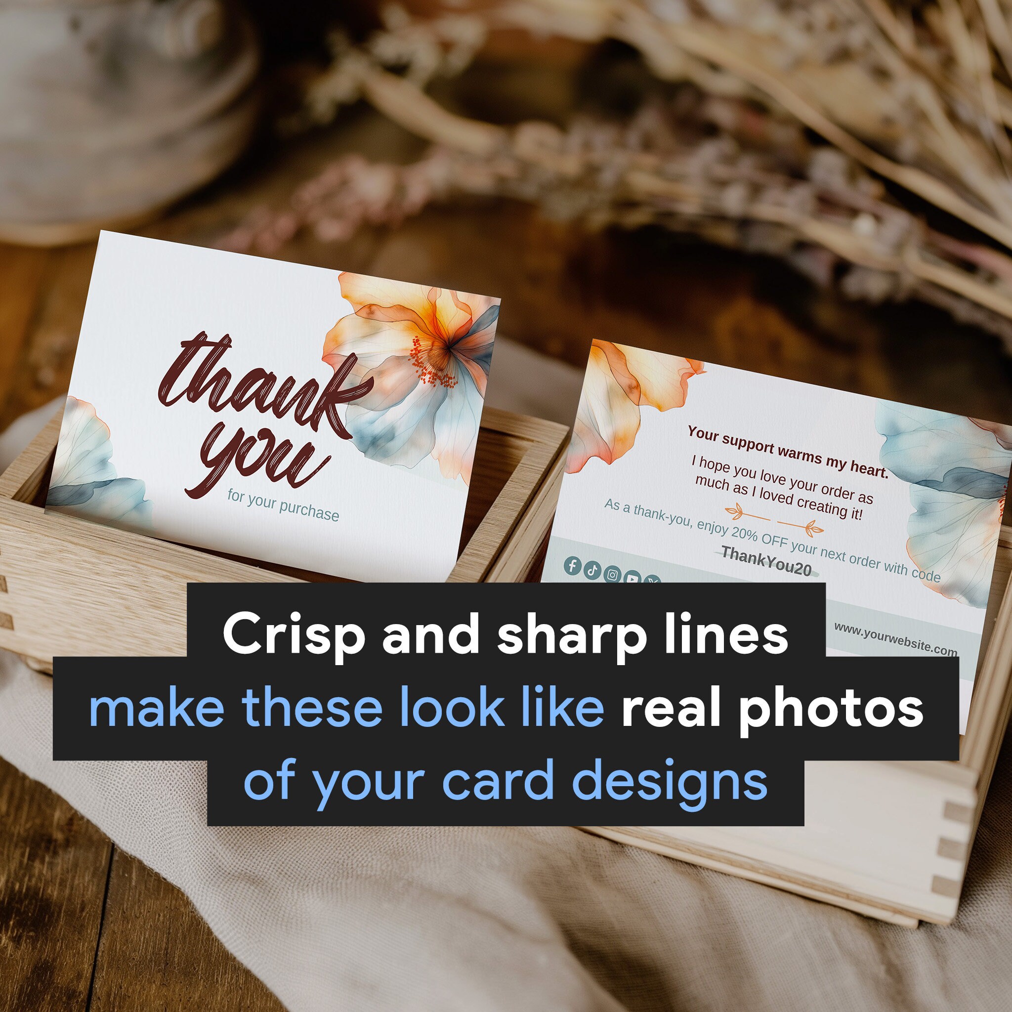 Thank You Card Mockup Bundle, Greeting Card Mockups, PHOTOSHOP Boho ...