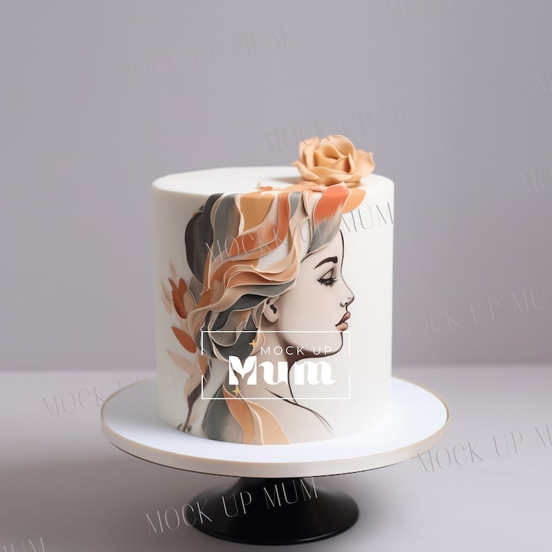 Lady Face Portrait Cake Topper Mockup - JPEG Digital File - Etsy