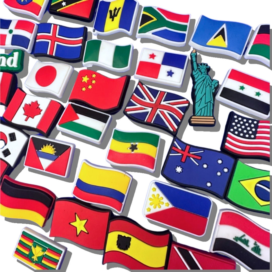 Flag Croc Charms Nations Culture USA Australia Jamaica China Spain ...