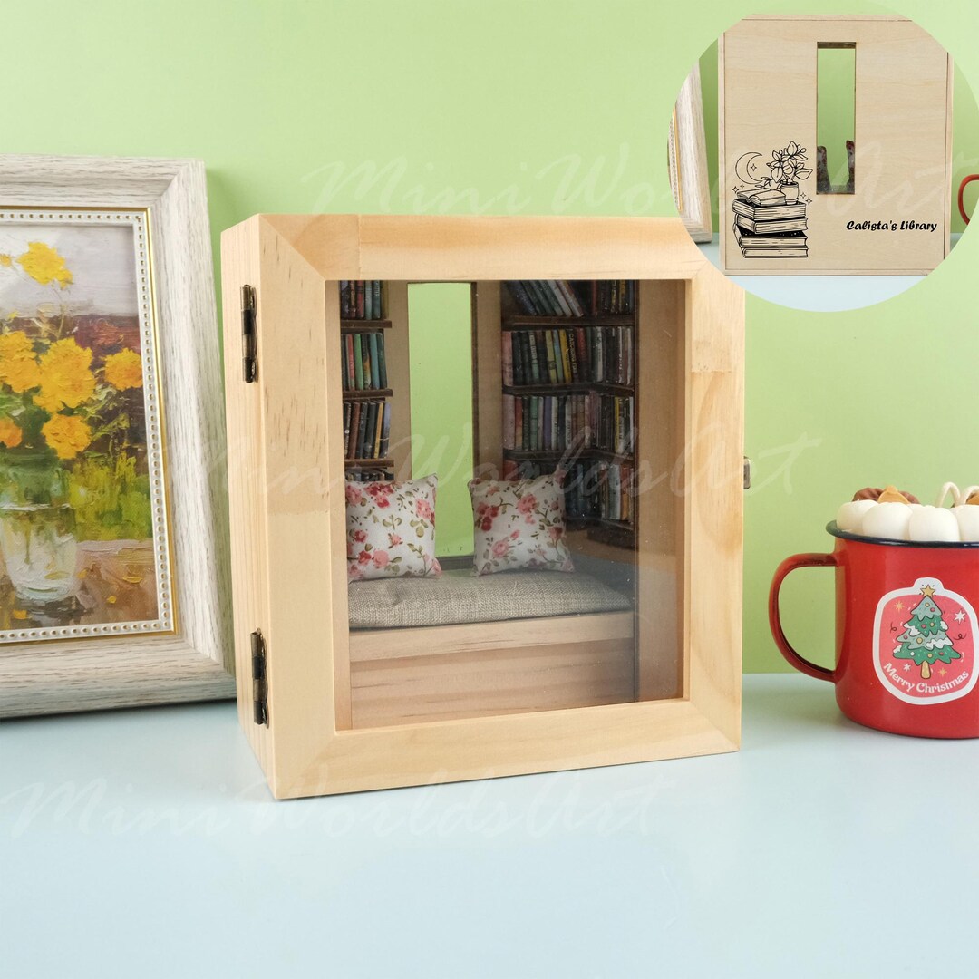 Personalized Anxiety Bookcase, Wooden Mini Bookcase Display, Gift for ...