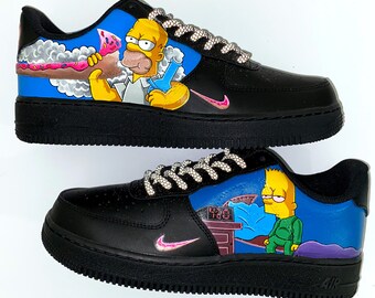 The Simpsons Nike Air Force 1 Donut Custom Shoes Hand Painted - Etsy