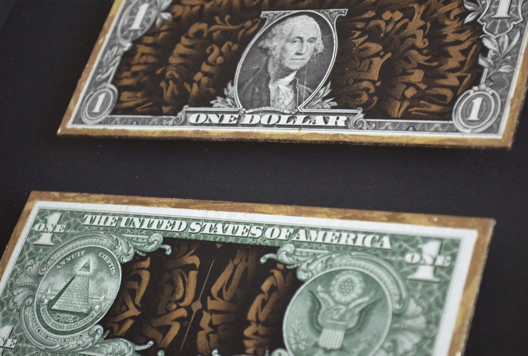 Unique Wall Art Calligraphic Dollar Bill Signed by Artist - Etsy