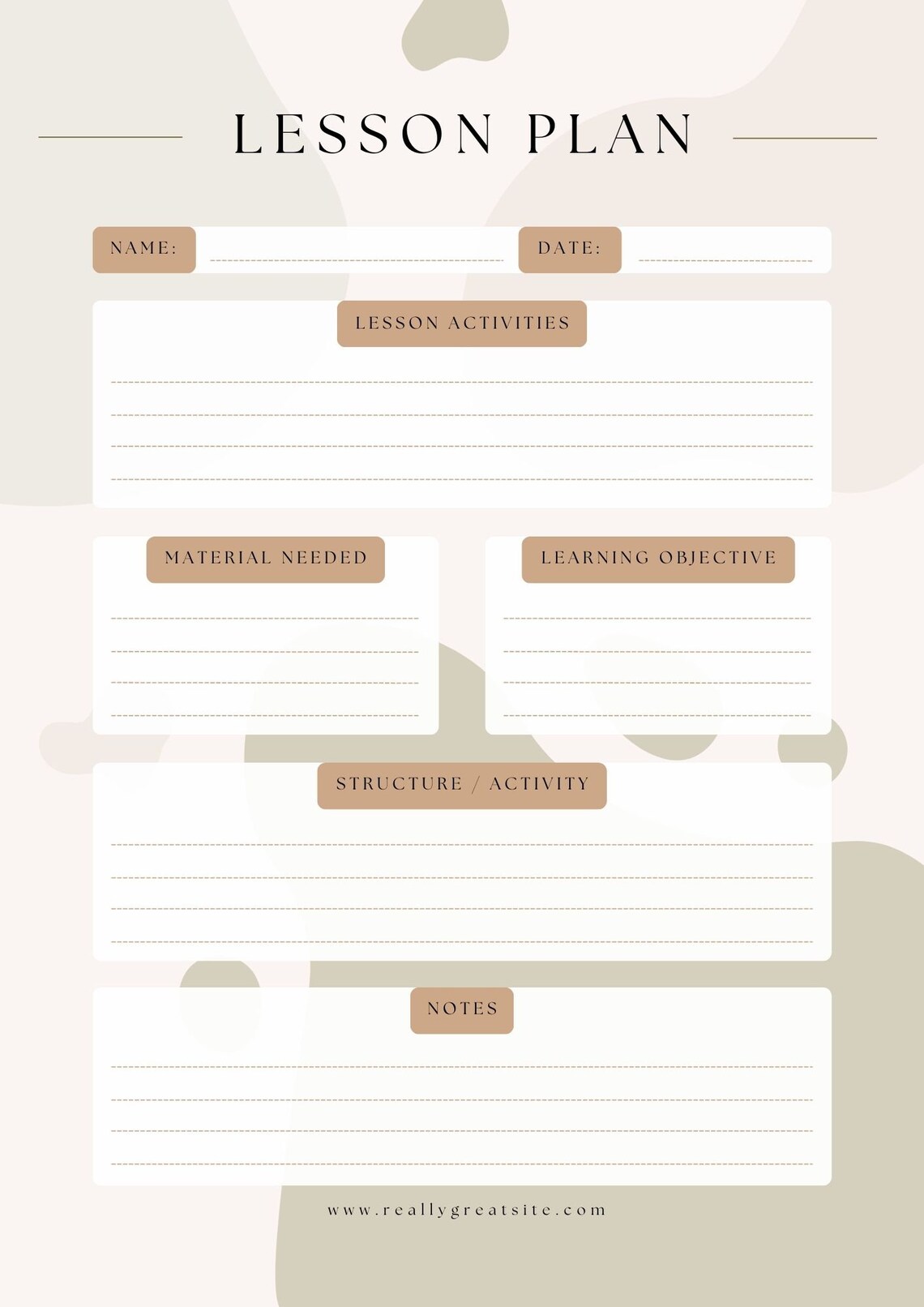 Olive Liquid Personal Lesson Plan for Teachers Adahdigitalprintable - Etsy