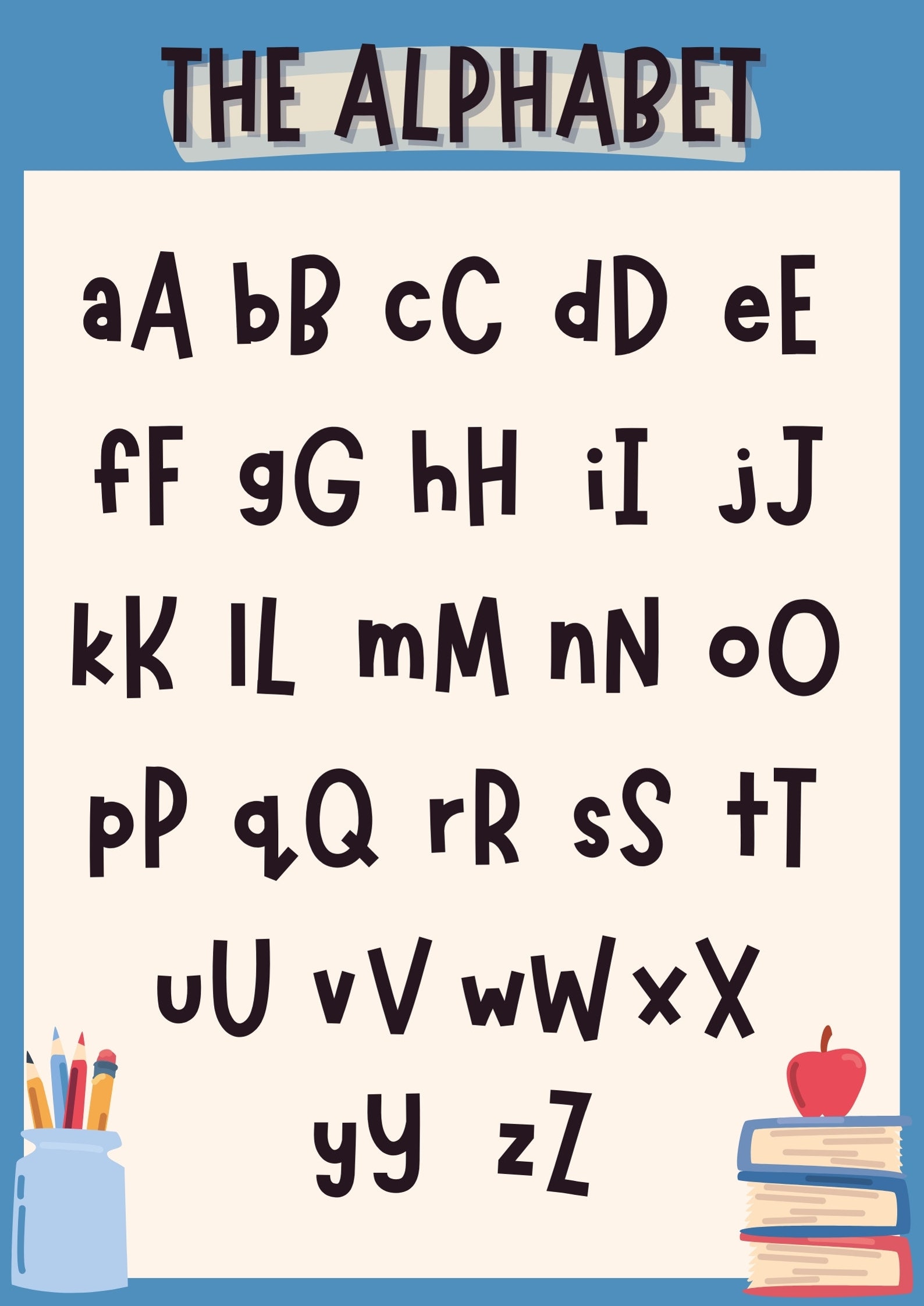Simple English Alphabet Chart - Educational Wall Art for Kids and ...
