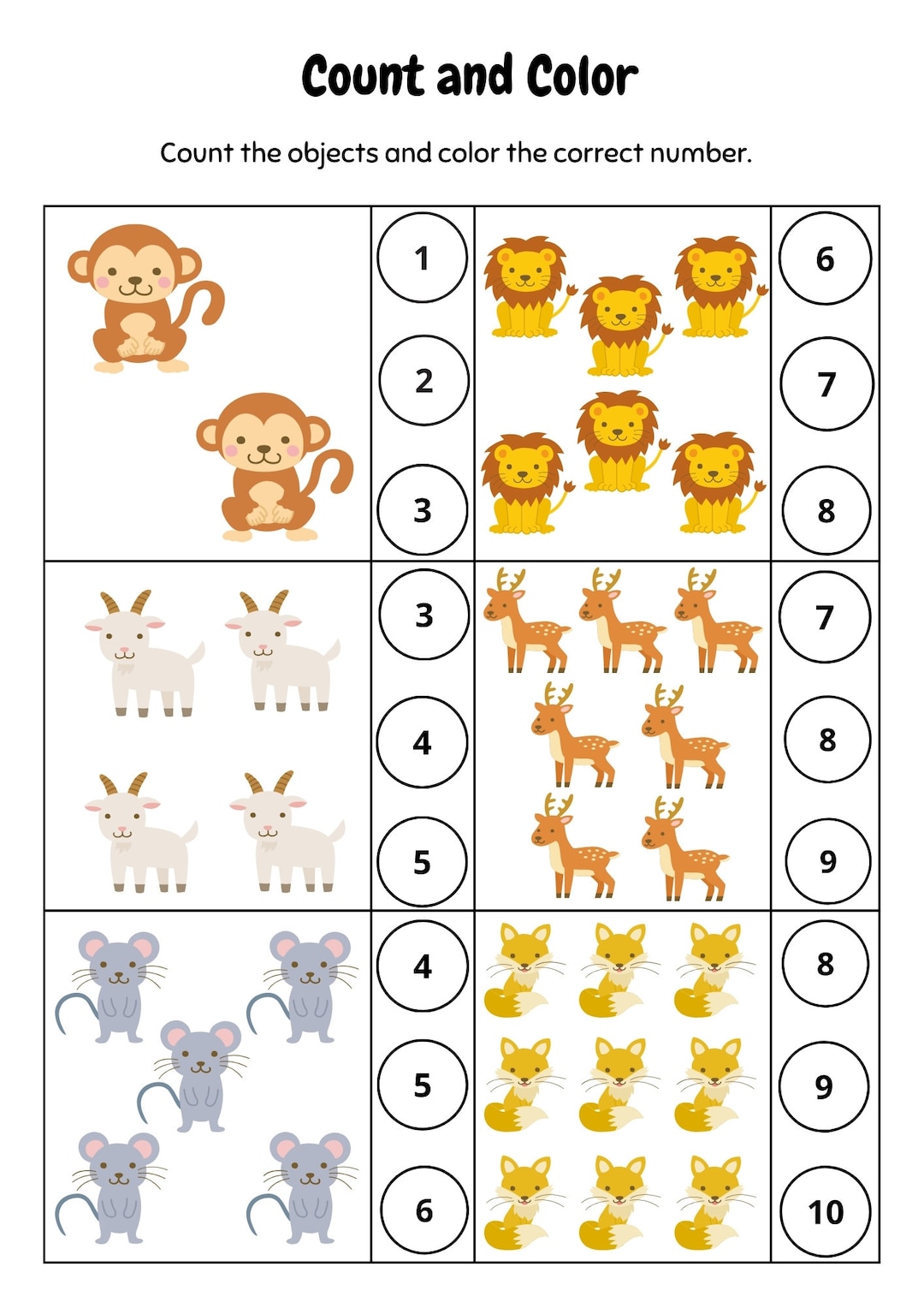 White, Black, and Colorful Counting Math Worksheets for Engaging and ...