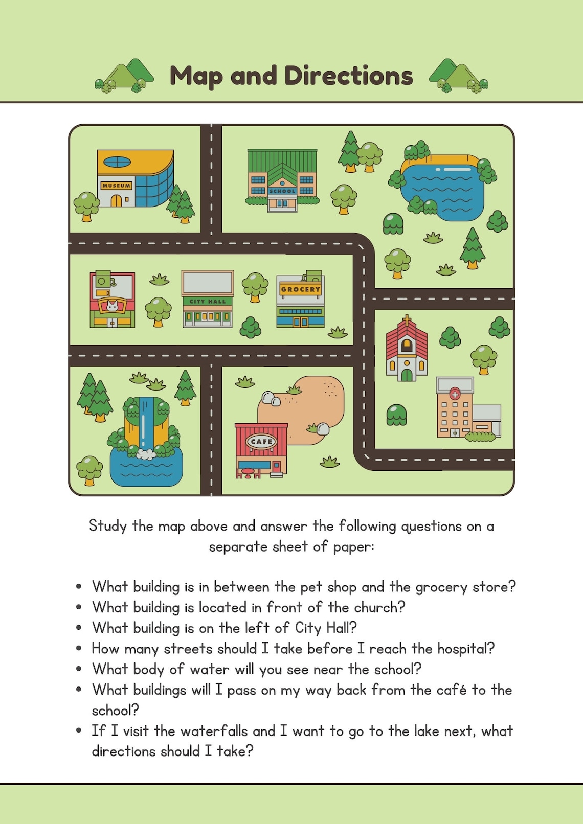 Trasure Map Math Game Worksheet Green and Blue Educational Style for ...