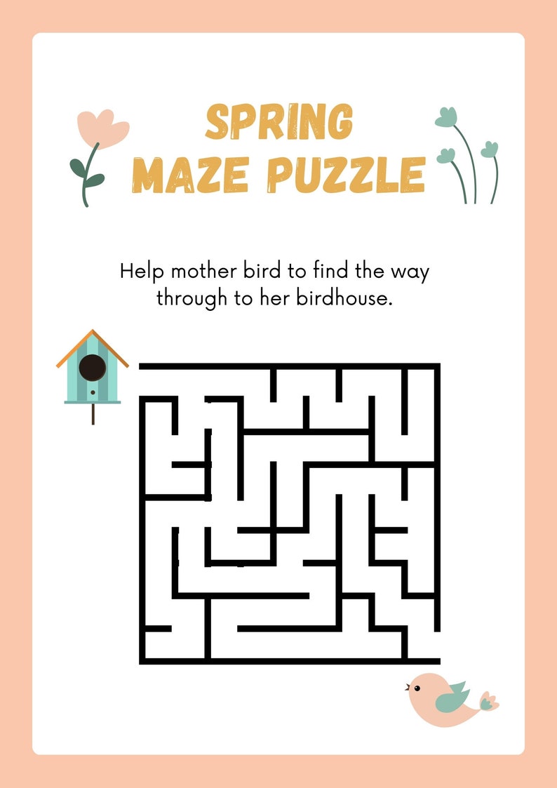 Educational Maze Game Worksheet in Orange and Green Simple Style ...