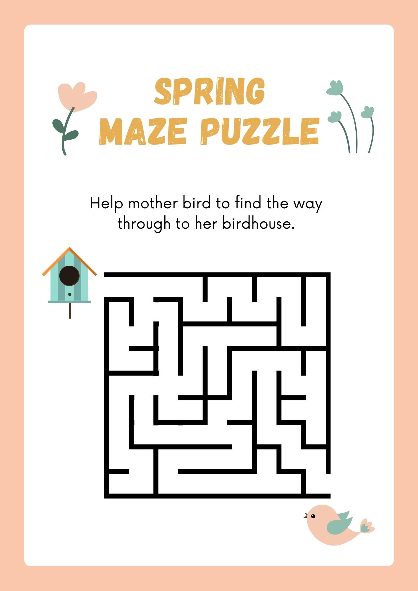 Educational Maze Game Worksheet in Orange and Green Simple Style ...