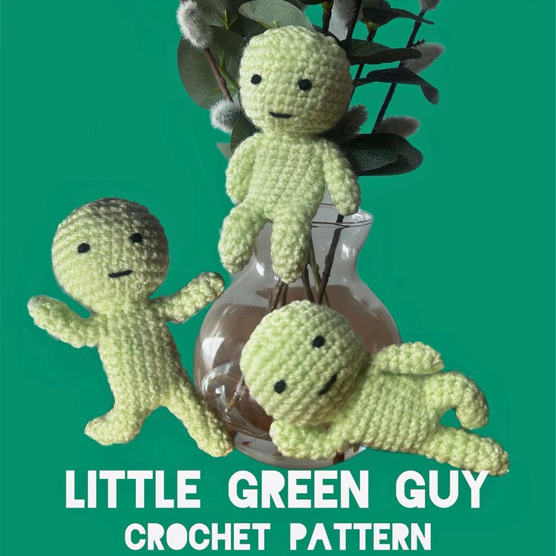 DIGITAL DOWNLOAD Crochet Pattern Poseable Little Green Guy PDF Blind Box Collectable Amigurumi ...