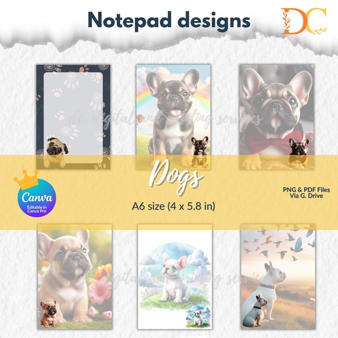 Cat & Dog Notepad Templates – A6 Animal Stationery (digital Download ...