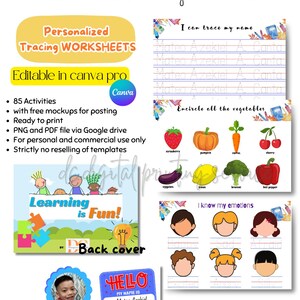 Tracing Worksheets, Preschool Pre-k Kindergarten Learning Printable ...