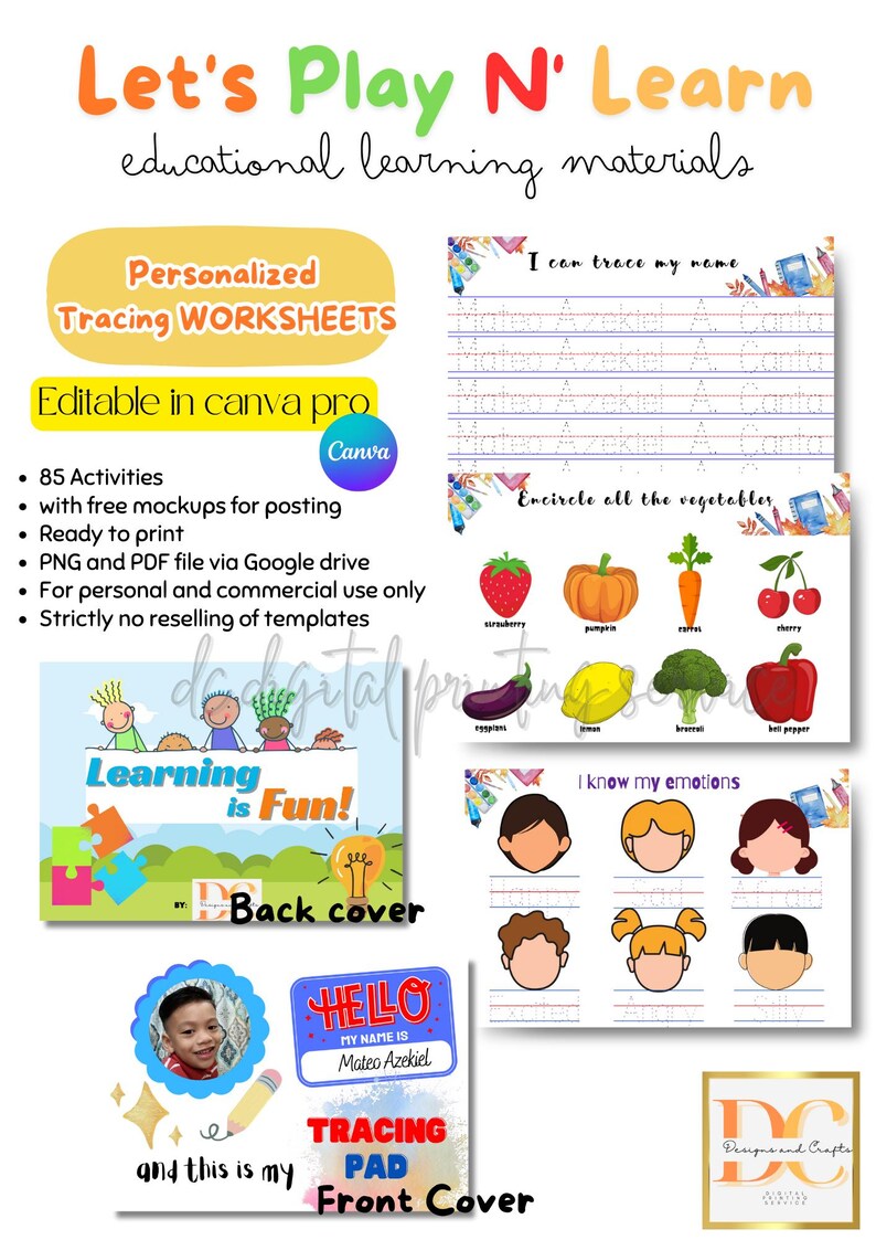 Tracing Worksheets, Preschool Pre-k Kindergarten Learning Printable ...