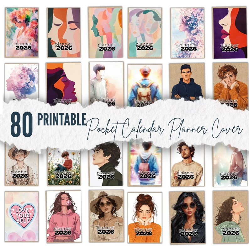 2026 Pocket Calendar Printable | A6 Planner, 80 Cover Designs (digital ...
