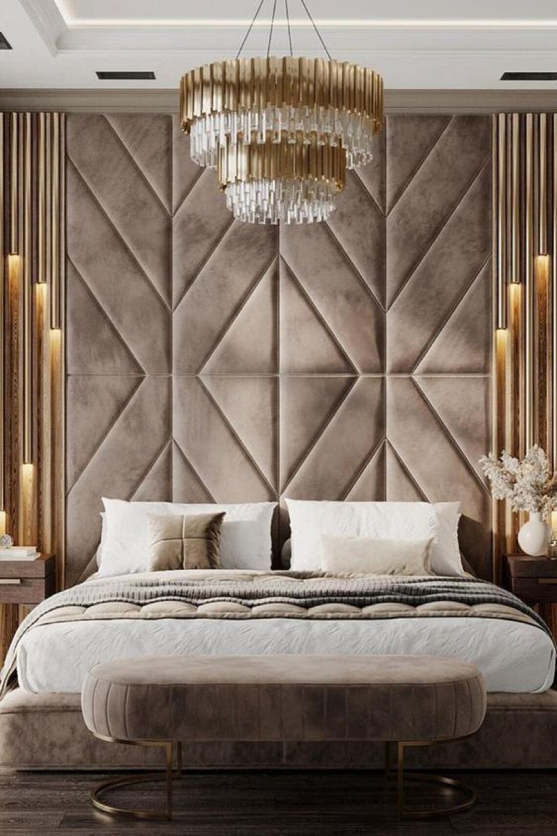 Unique Form Upholstered Wall Panels Velvet Soft Fabric Wall Panels ...