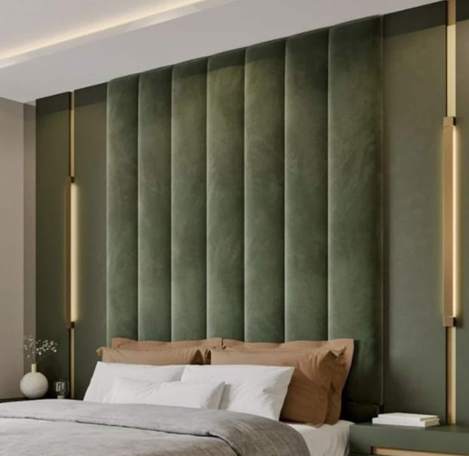 Upholstered Wall Panels Velvet Soft Fabric Wall Panels King/queene/twin ...