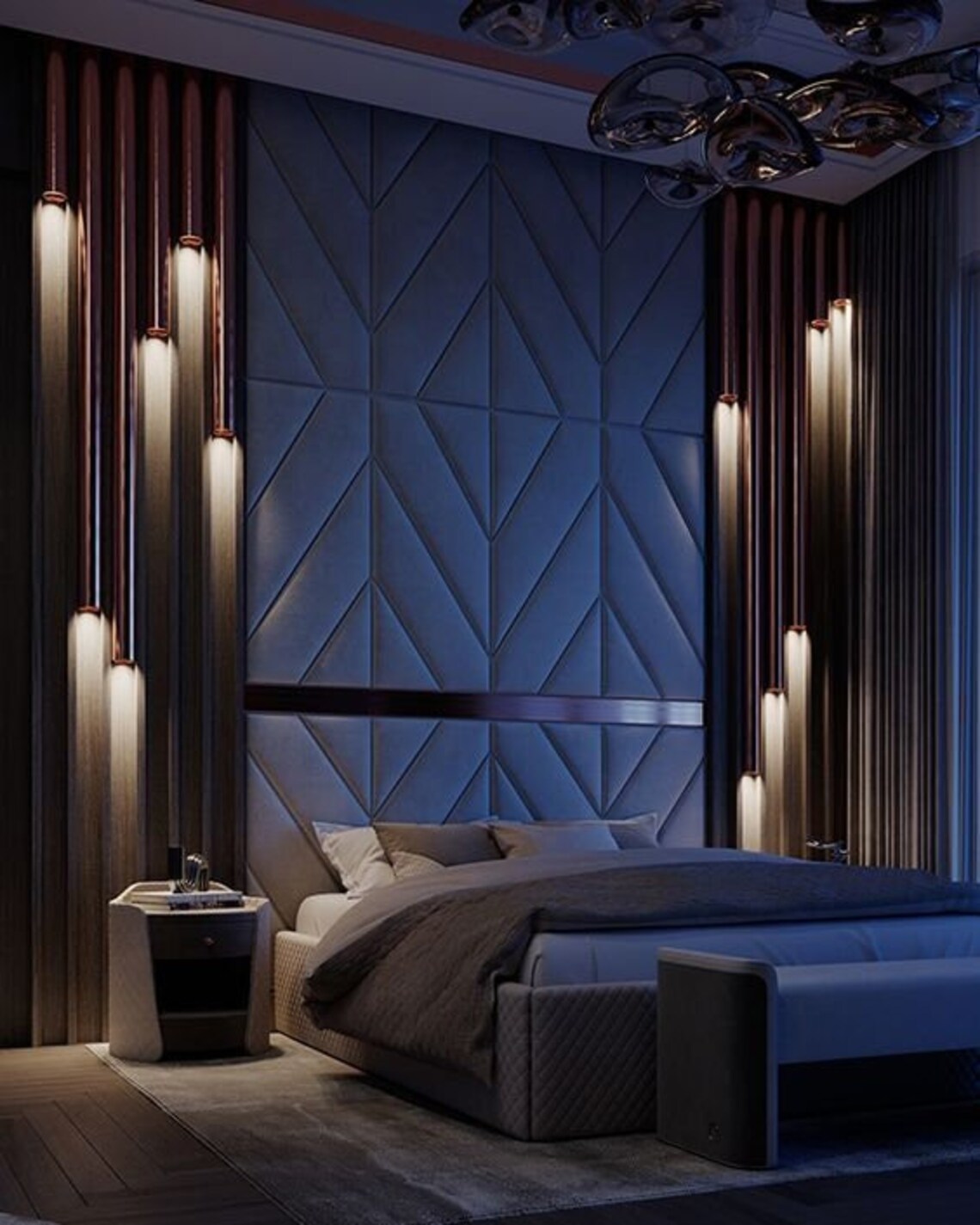 Unique Form Upholstered Wall Panels Velvet Soft Fabric Wall Panels ...