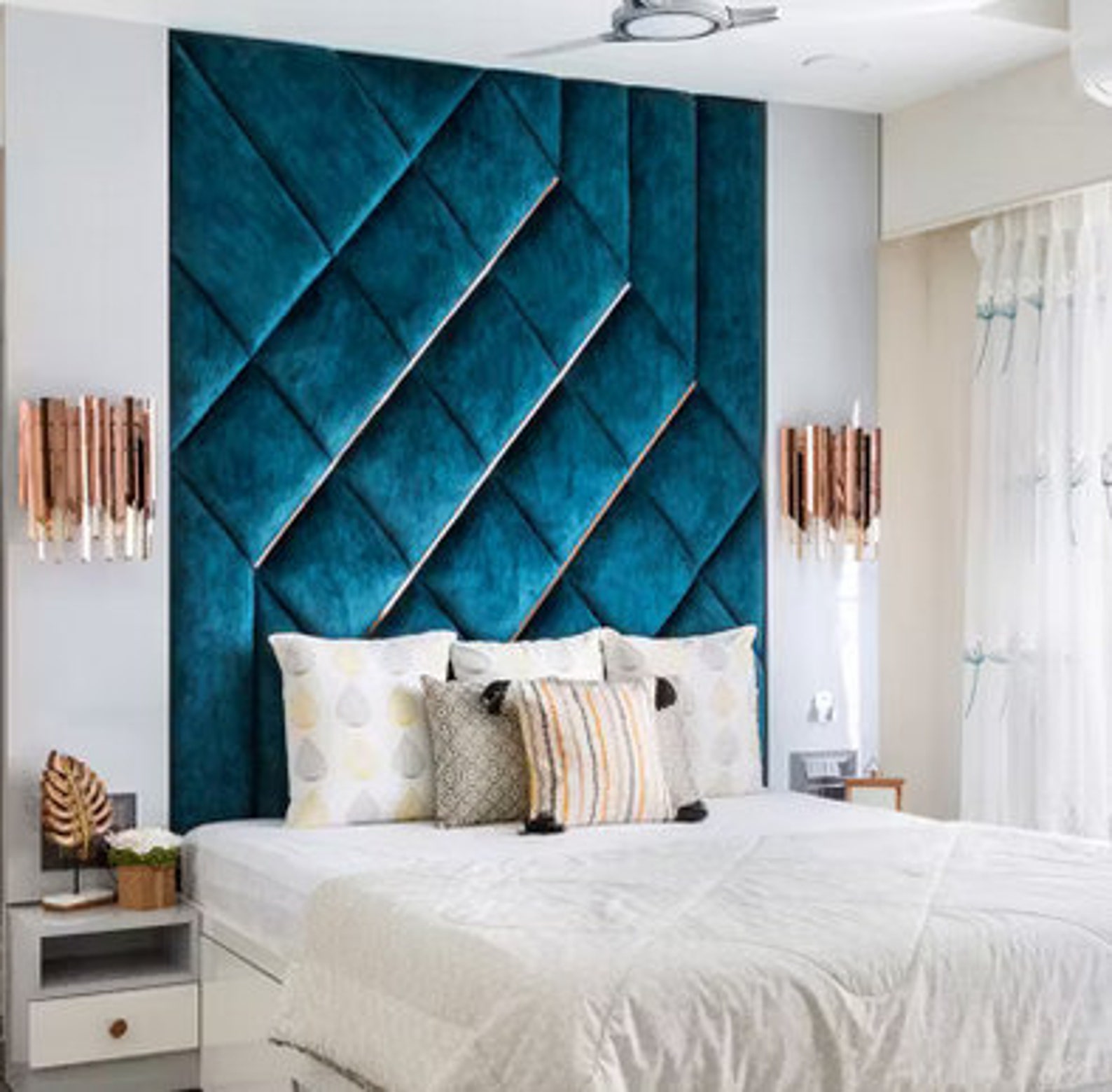 Unique Form Upholstered Wall Panels Velvet Soft Fabric Wall Panels ...